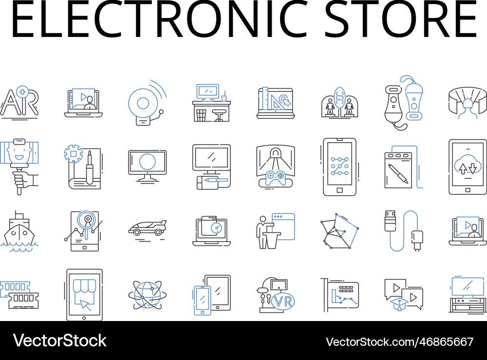 Electronic store line icons collection gadget Vector Image