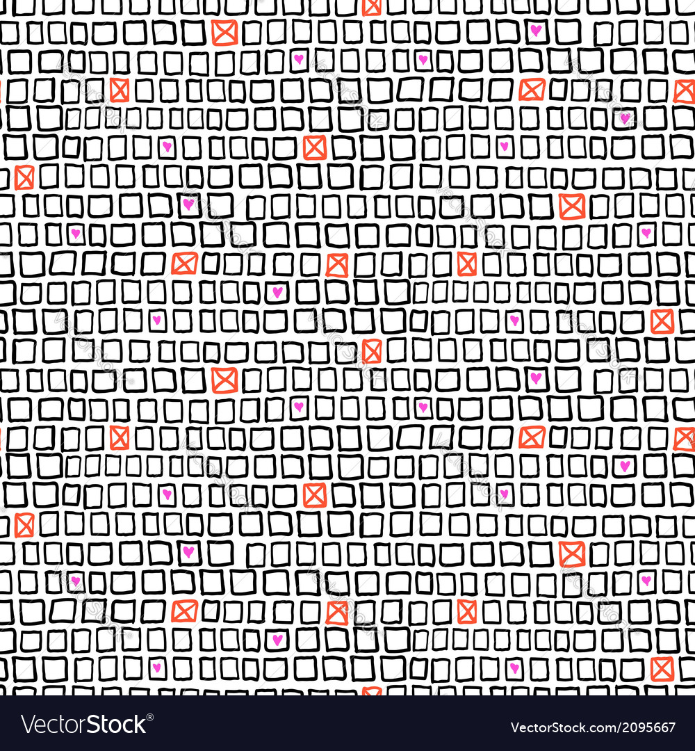 Geometric pattern with small hand drawn squares Vector Image
