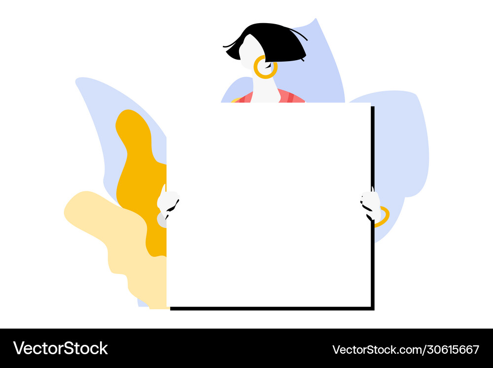 Girl character with empty sign Royalty Free Vector Image