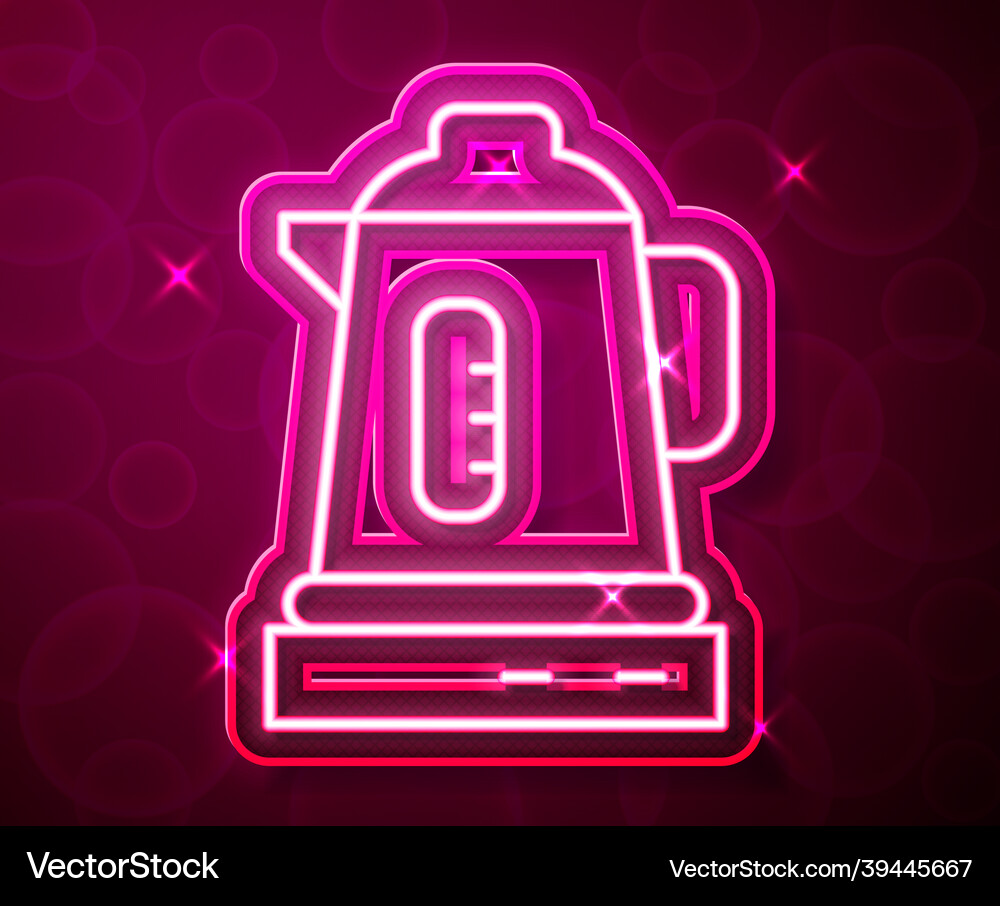 Glowing neon line electric kettle icon isolated Vector Image