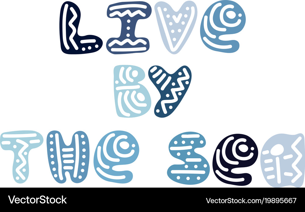 Hand-drawn color text about a sea Royalty Free Vector Image