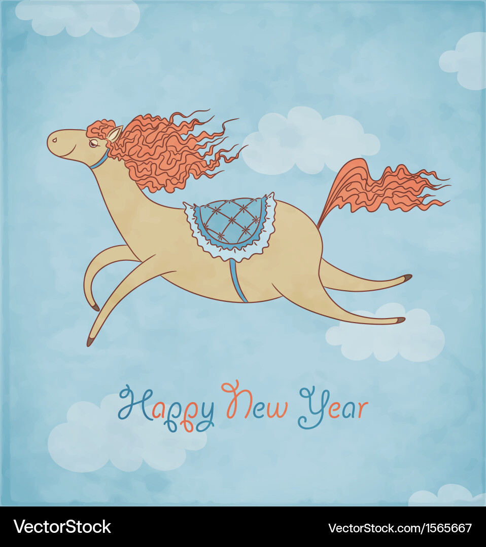 Horse on christmas card Royalty Free Vector Image