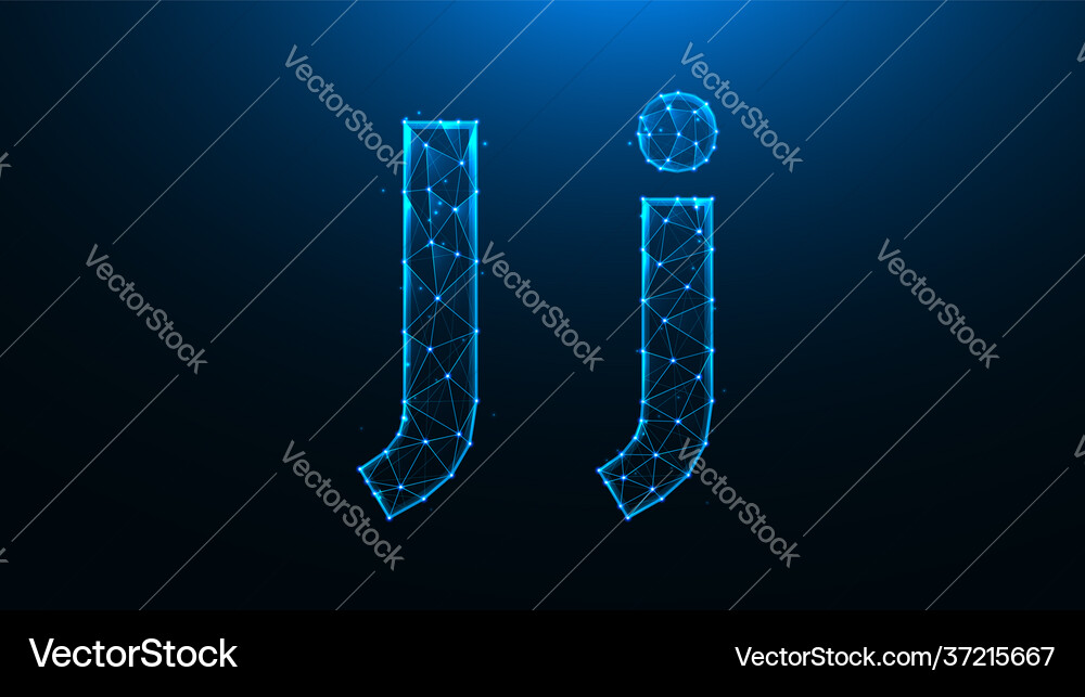Polygonal letter j on a dark blue background Vector Image