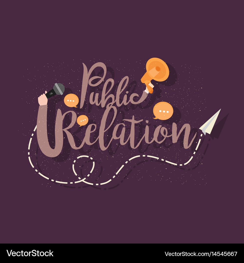 Public relations text lettering concept of Vector Image