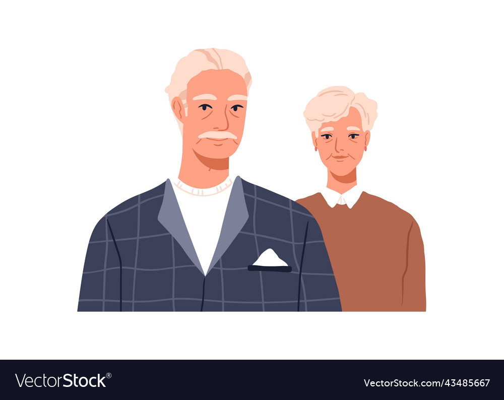 Senior couple portrait of old man and woman Vector Image Senior couple portrait of old man and woman Vector Image
