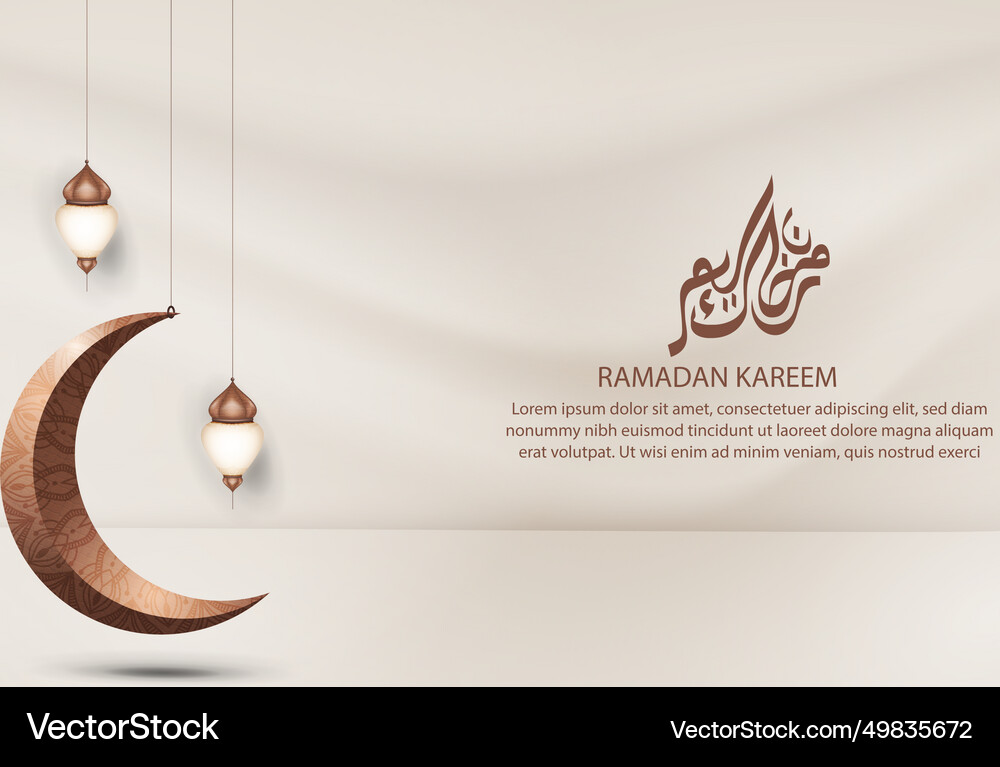 A poster for ramadan kareem with crescent moon Vector Image