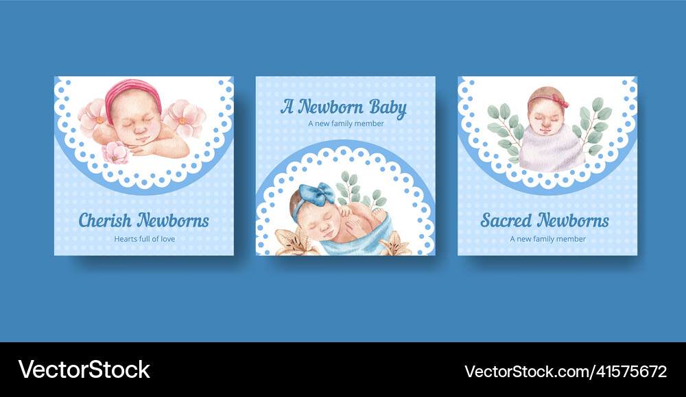 Banner template with newborn baby Royalty Free Vector Image