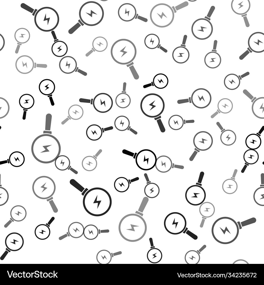 Black magnifying glass with lightning bolt icon Vector Image
