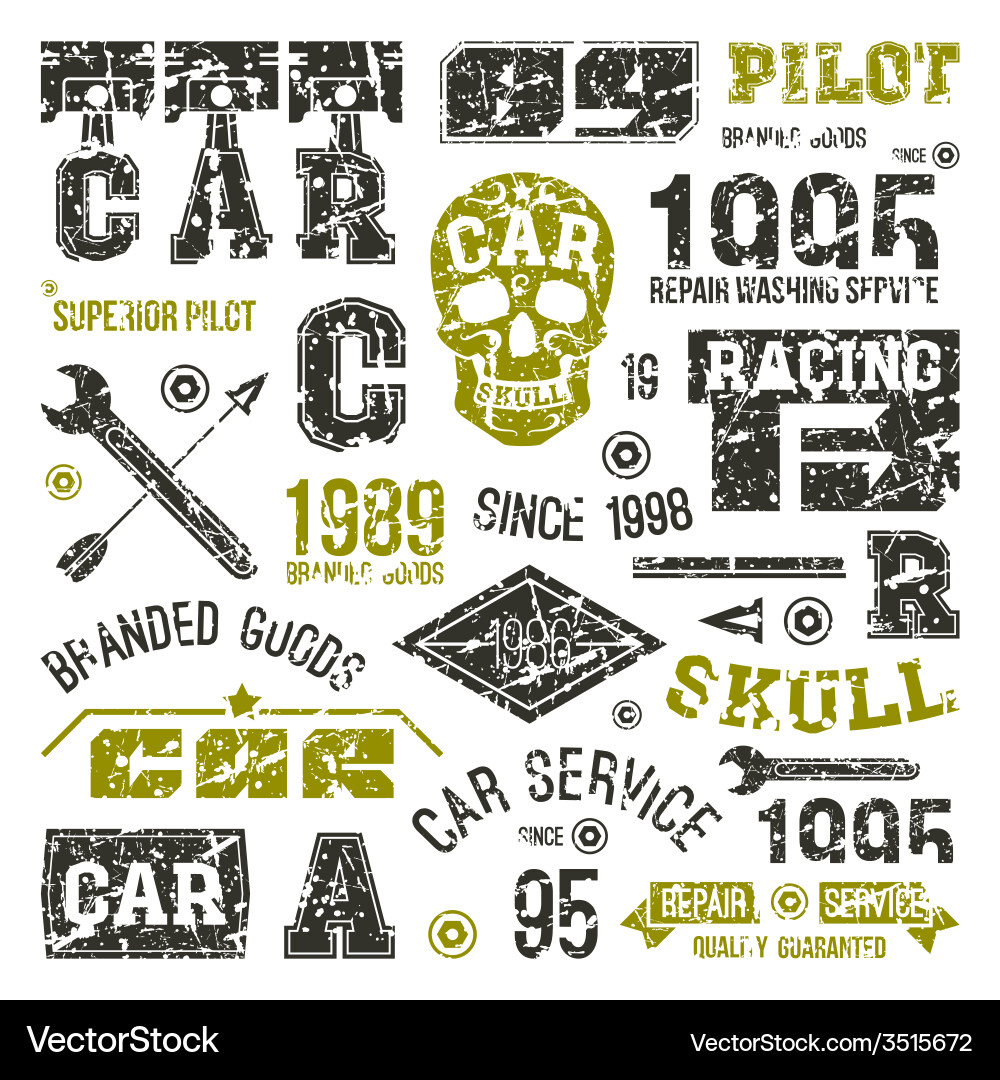 Car races and service badges Royalty Free Vector Image