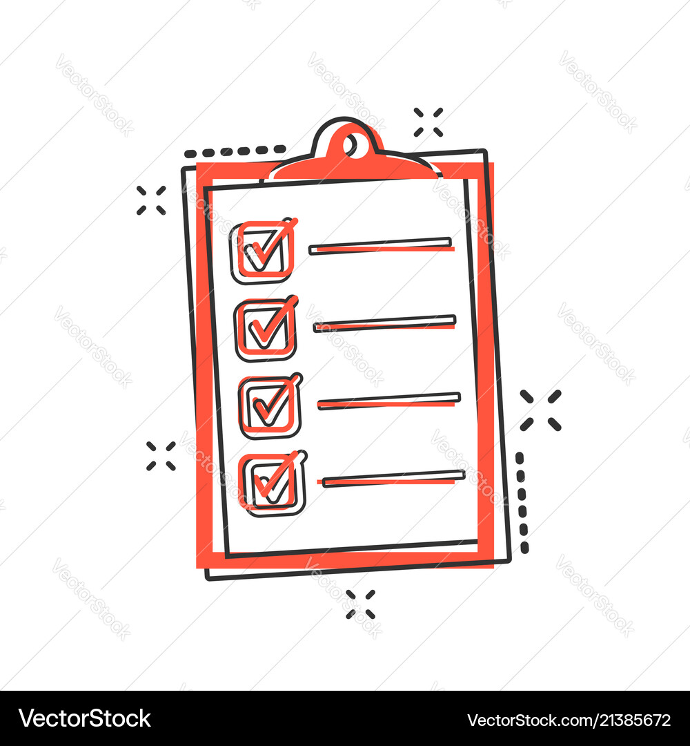 Cartoon to do list icon in comic style checklist Vector Image