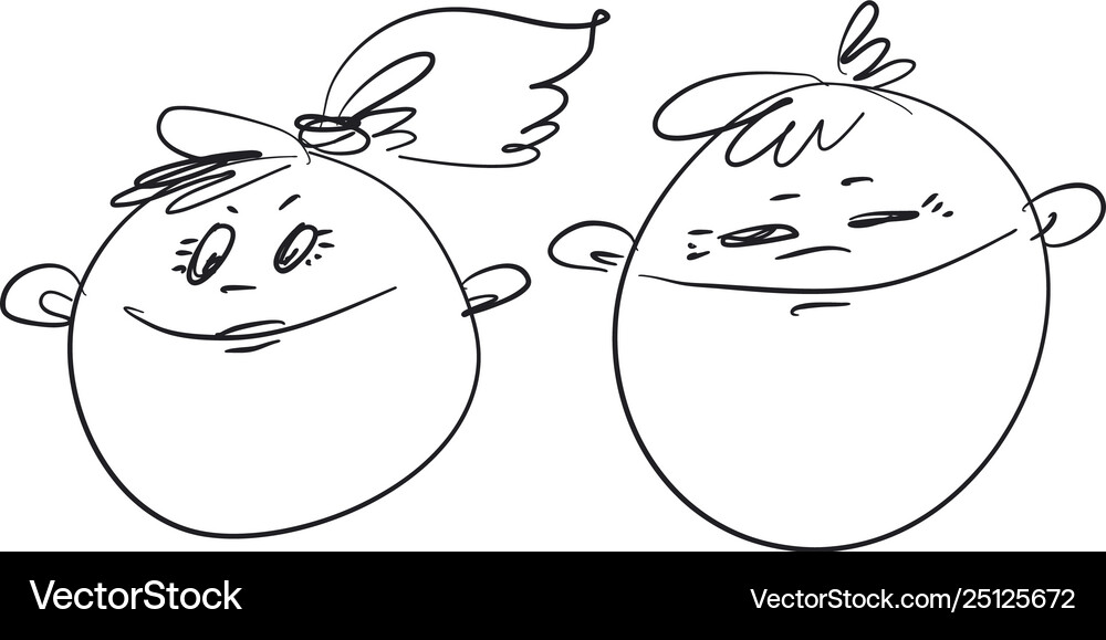 Children hand drawn portraits set Royalty Free Vector Image