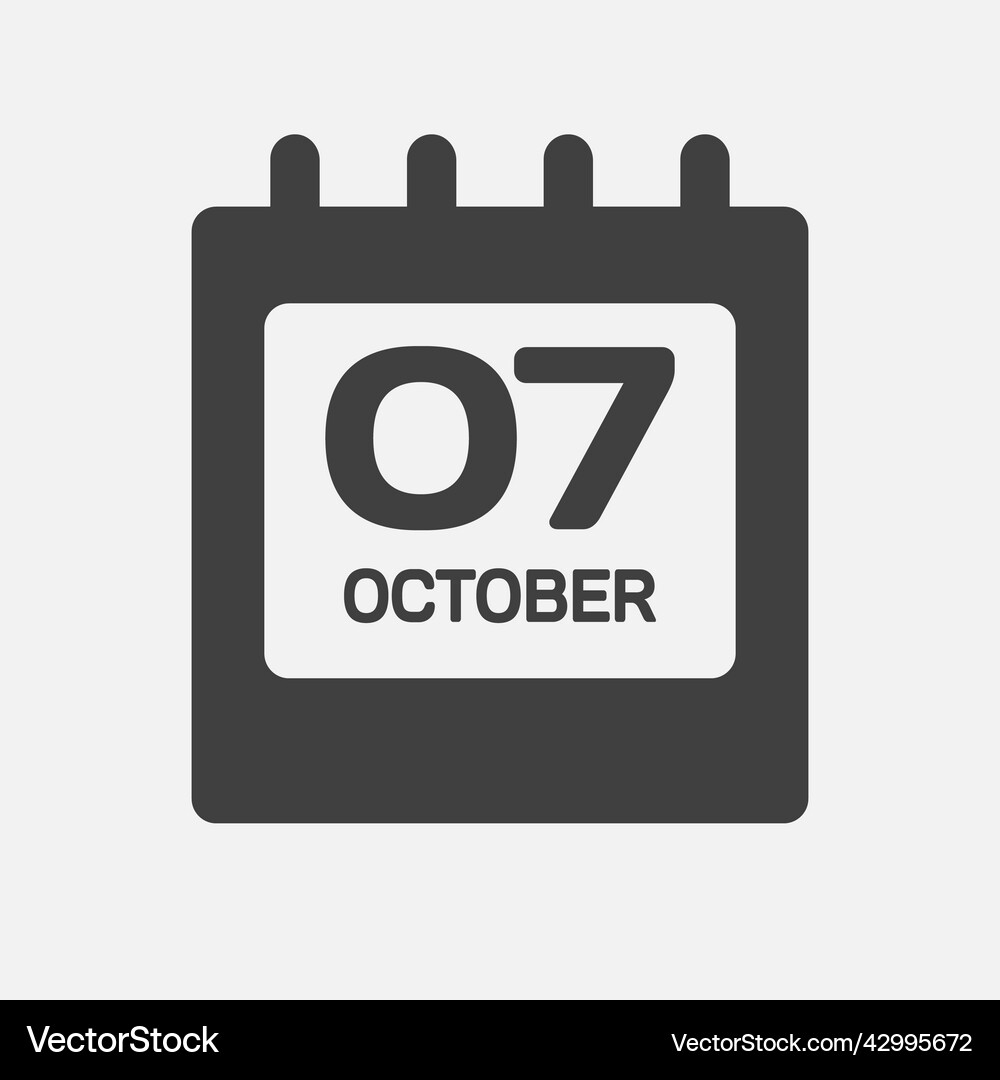 Icon page calendar day 7 october template date Vector Image