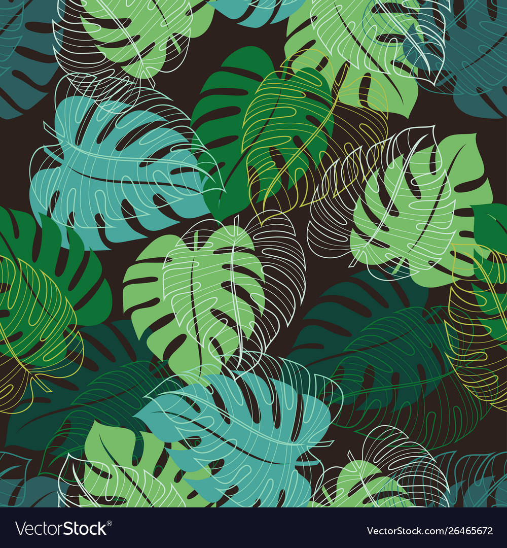 Monstera leaf seamless pattern Royalty Free Vector Image
