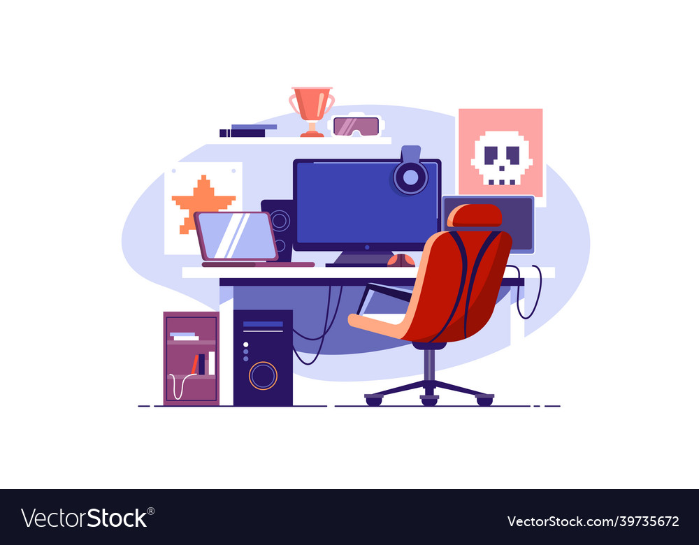 Multiple computer monitors for gaming Royalty Free Vector