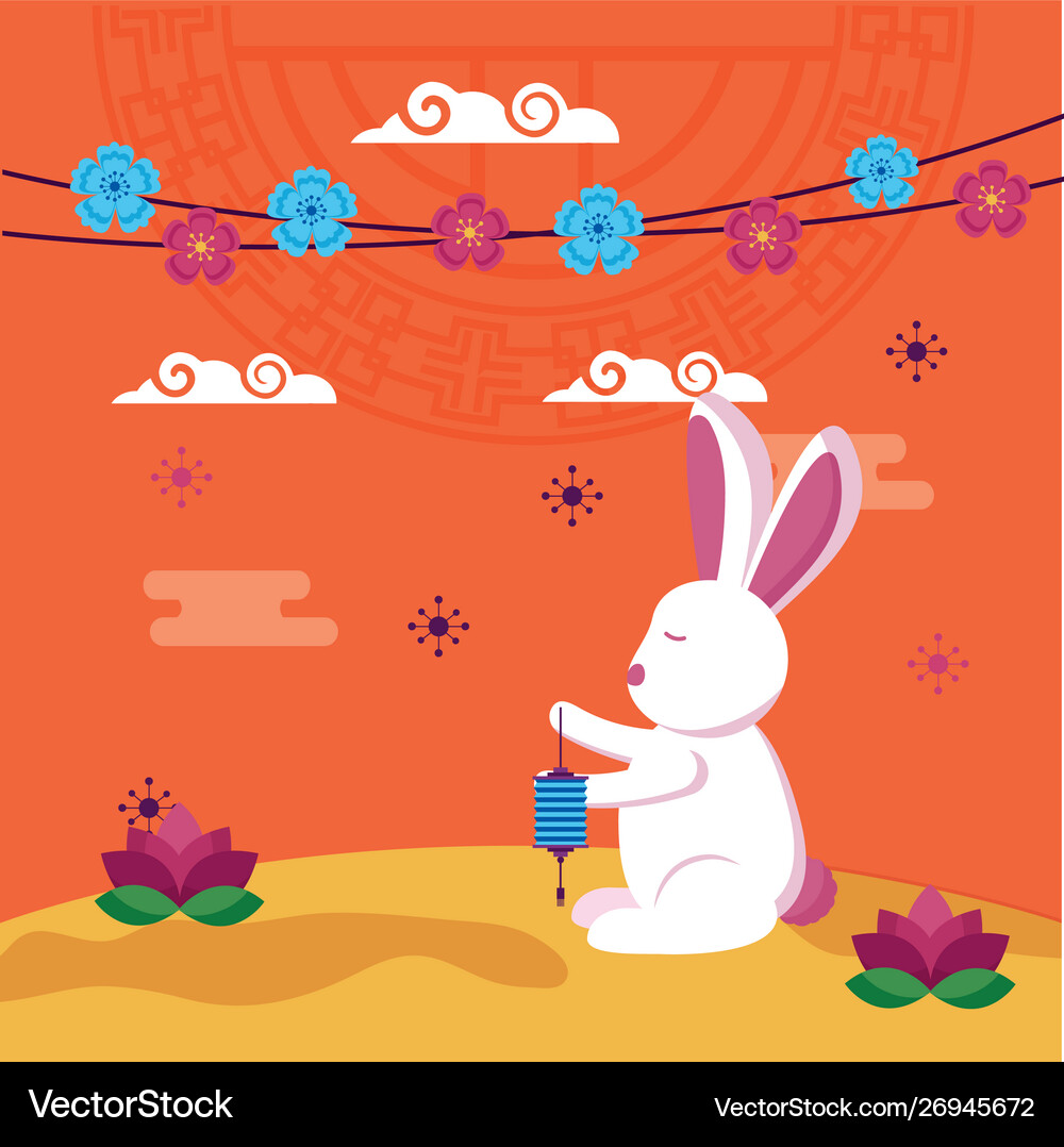 Rabbit mid autumn festival design Royalty Free Vector Image