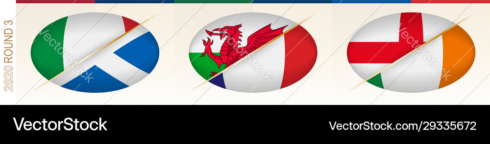 Rugby matches round three italy versus Royalty Free Vector