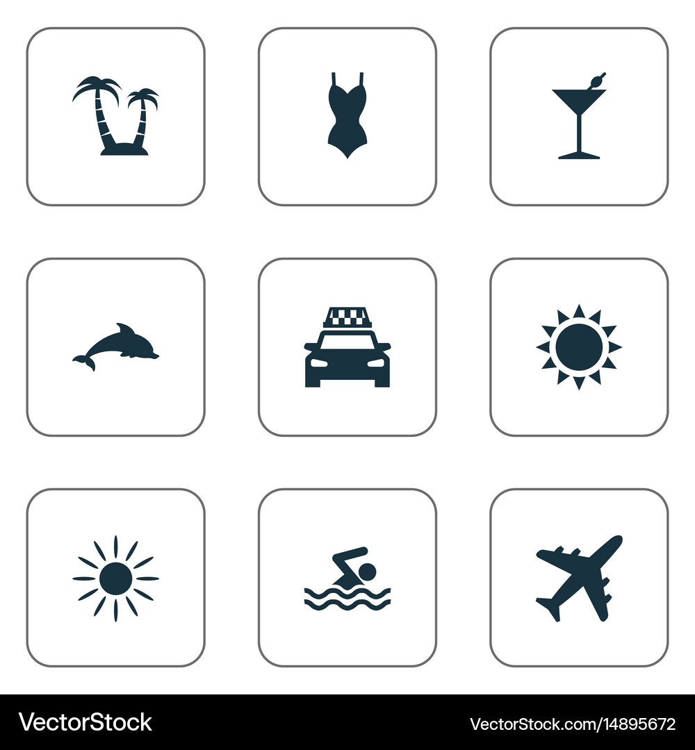 Set of simple beach icons Royalty Free Vector Image