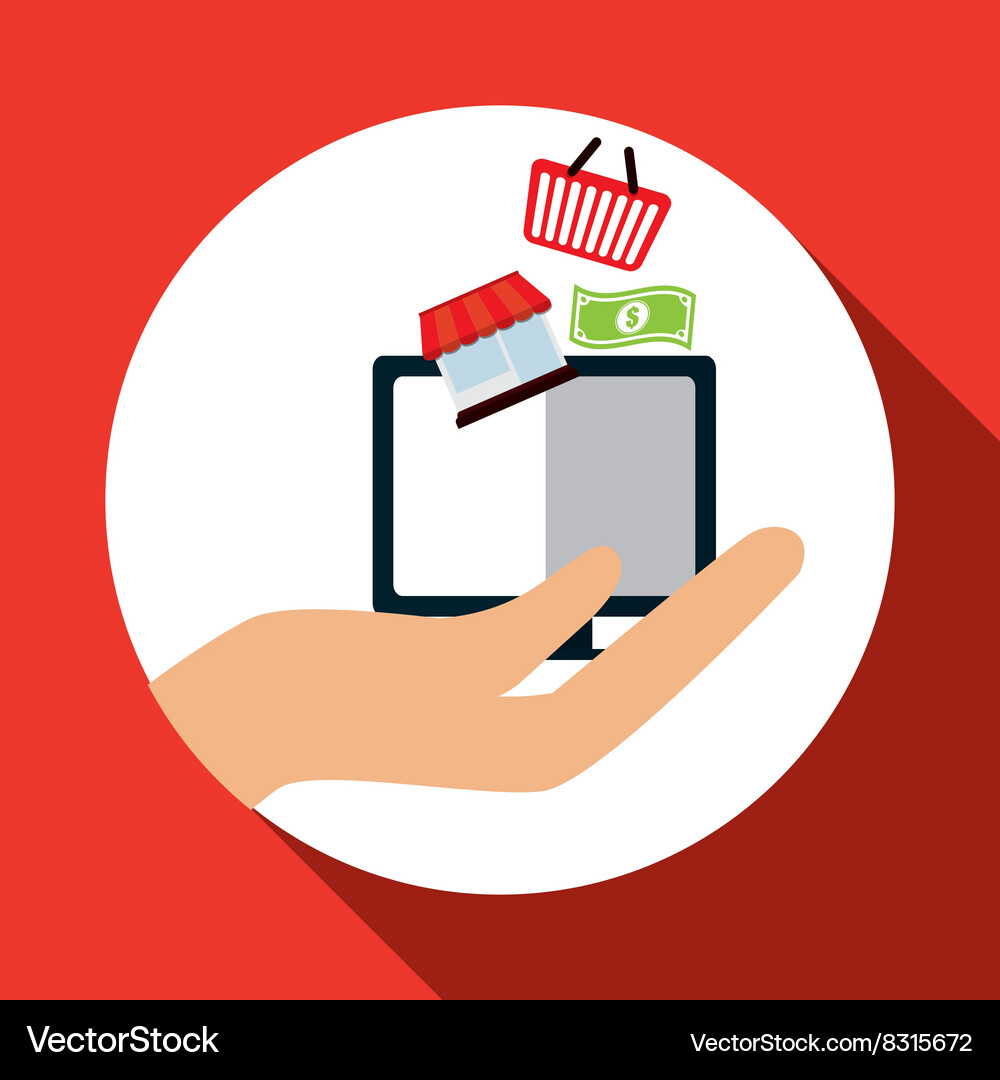 Shopping online and computer design Royalty Free Vector
