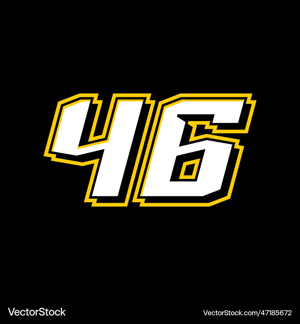 Sport racing number template 46 Royalty Free Vector Image