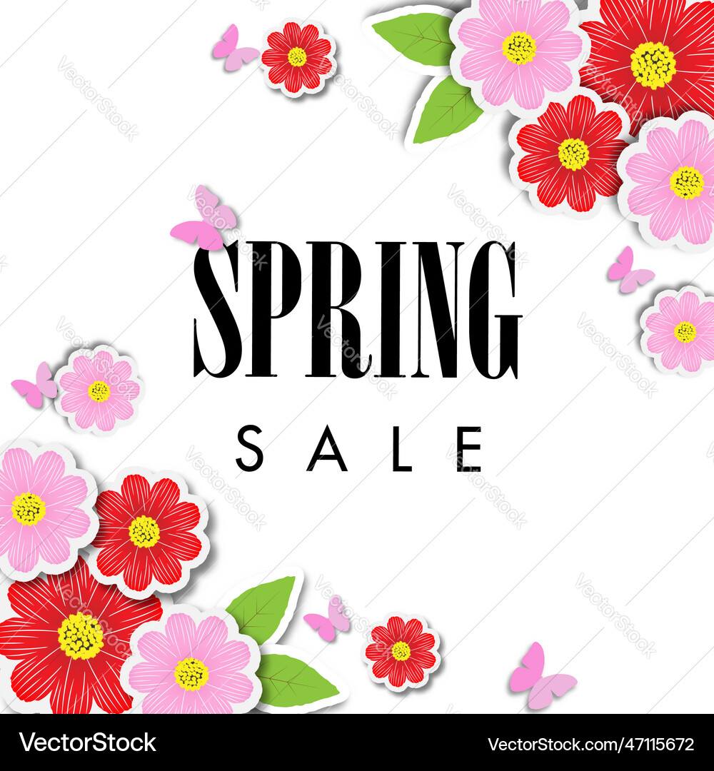 Spring sale background with beautiful flower Vector Image