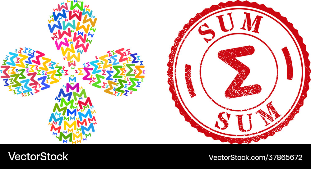 Sum grunge stamp and bright curl twist Royalty Free Vector
