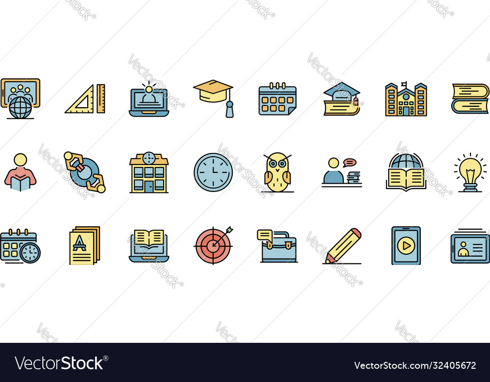 Tutor icons set flat Royalty Free Vector Image