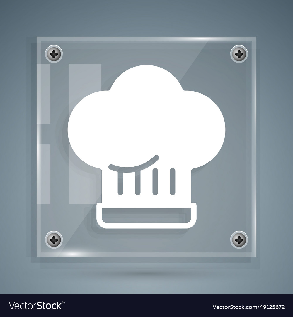 White chef hat icon isolated on grey background Vector Image