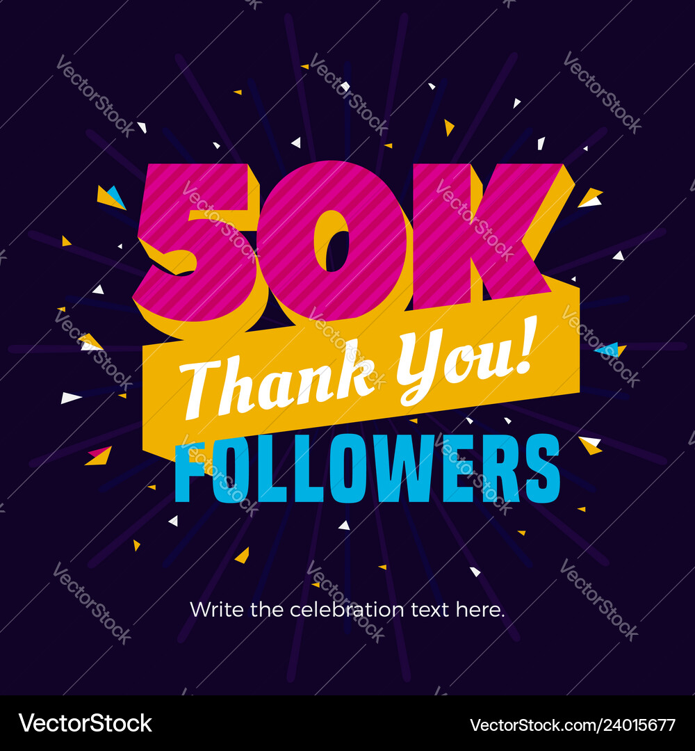 50k followers card banner post template Royalty Free Vector