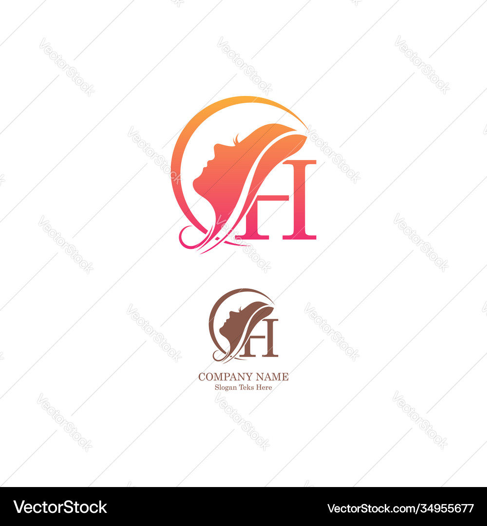 Beautiful face logo letter h icon in front design Vector Image