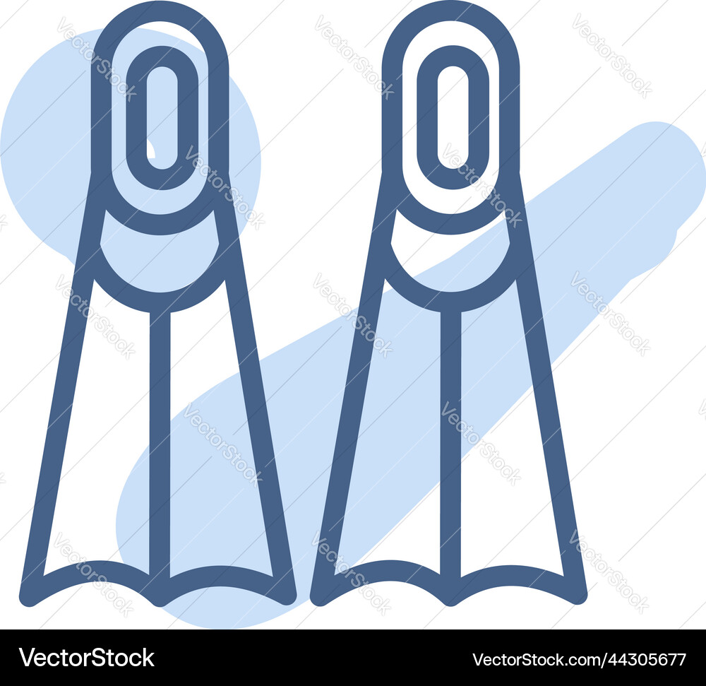 Blue diving fins on a white background Royalty Free Vector