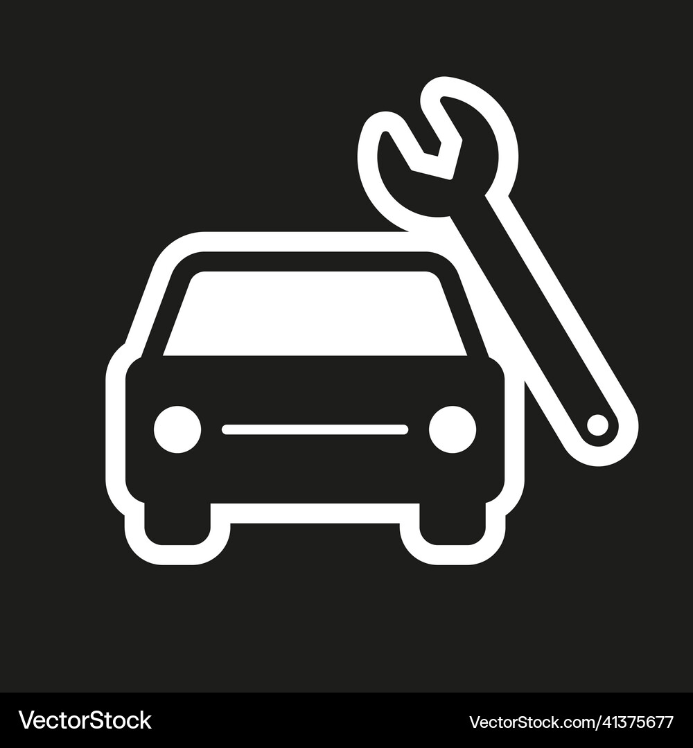 Car repair icon on black background Royalty Free Vector