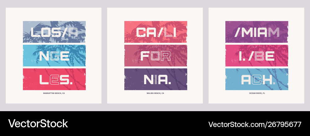 Collection three graphic t-shirt designs Vector Image