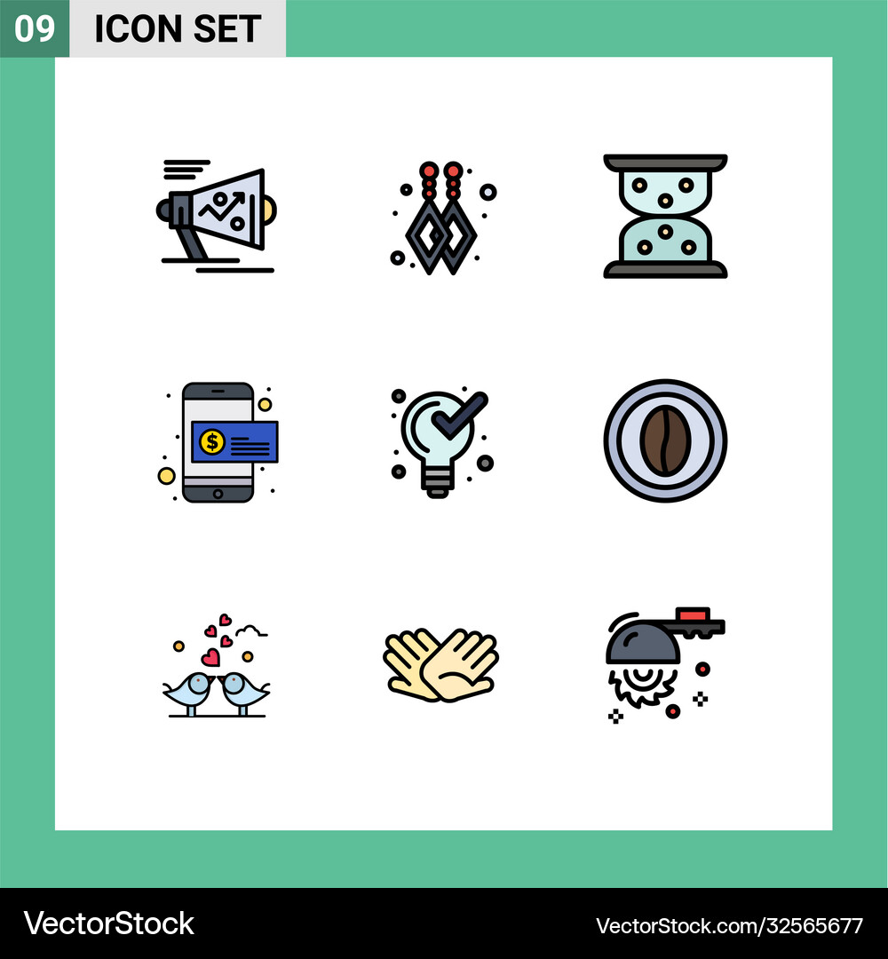 Group 9 filledline flat colors signs and Vector Image