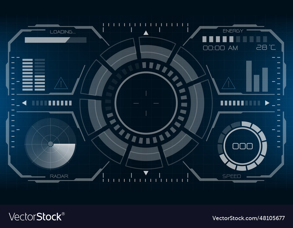 Hud sci-fi interface screen view blue design Vector Image