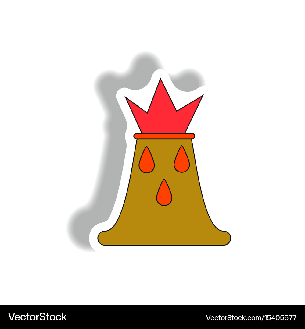 In sticker design of volcano Royalty Free Vector Image
