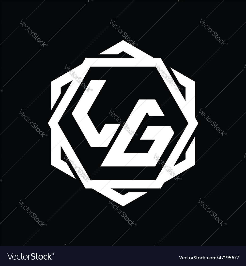 Lg logo monogram hexagon shape with geometric Vector Image