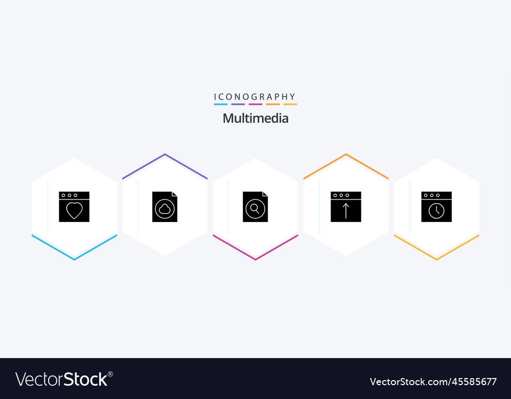 Multimedia 25 glyph icon pack including mac Vector Image