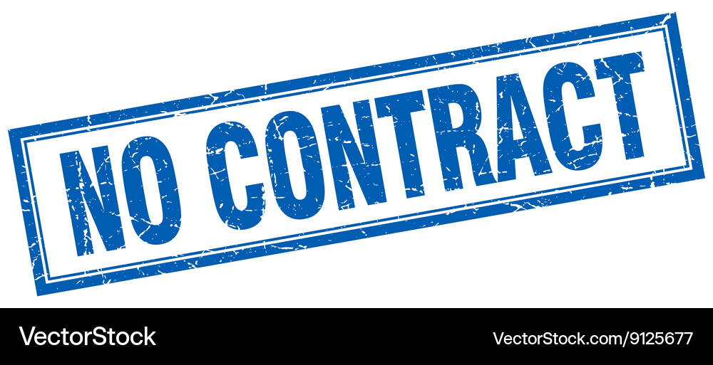 No contract blue grunge square stamp on white Vector Image