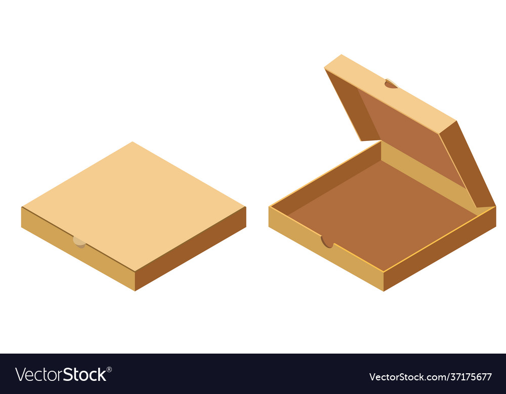 Pizza isometric open closed cardboard boxes set Vector Image Pizza isometric open closed cardboard boxes set Vector Image