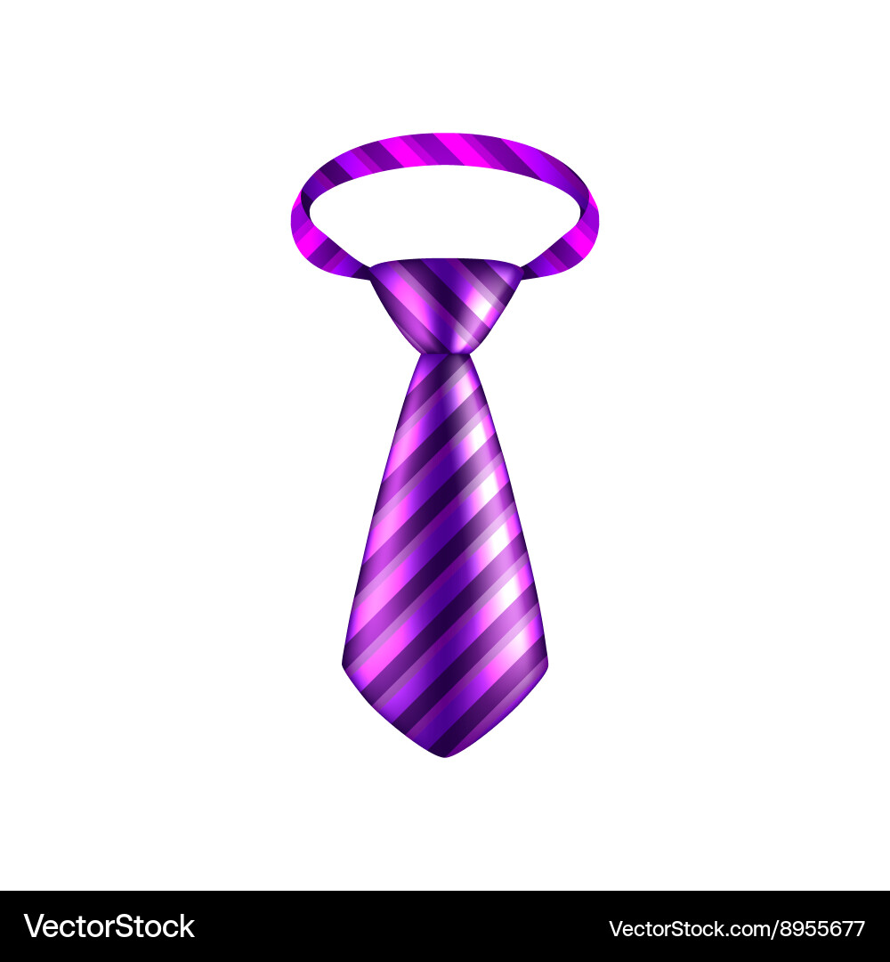 Purple striped tie isolated on white Royalty Free Vector