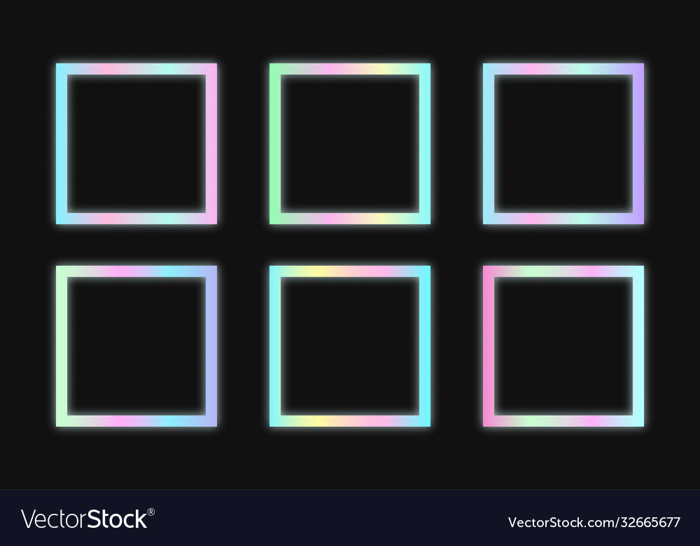 Rectangular holographic frames set in psychedelic Vector Image