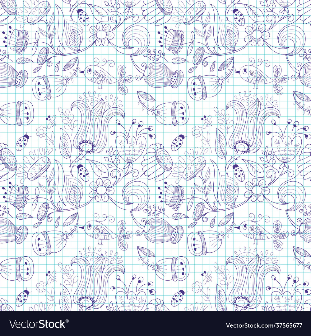 Seamless pattern drawn in notebok Royalty Free Vector Image