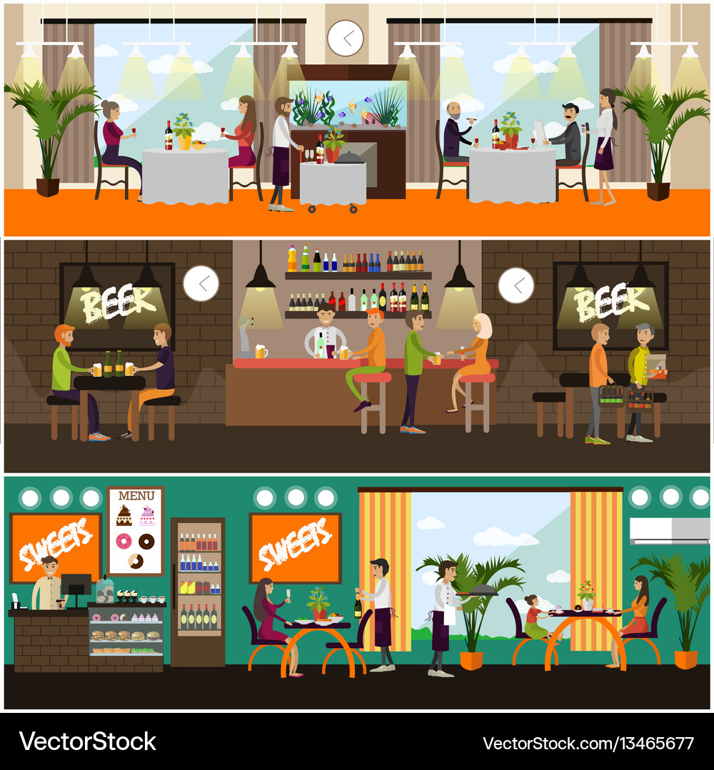 Set of pub and restaurant concept posters Vector Image