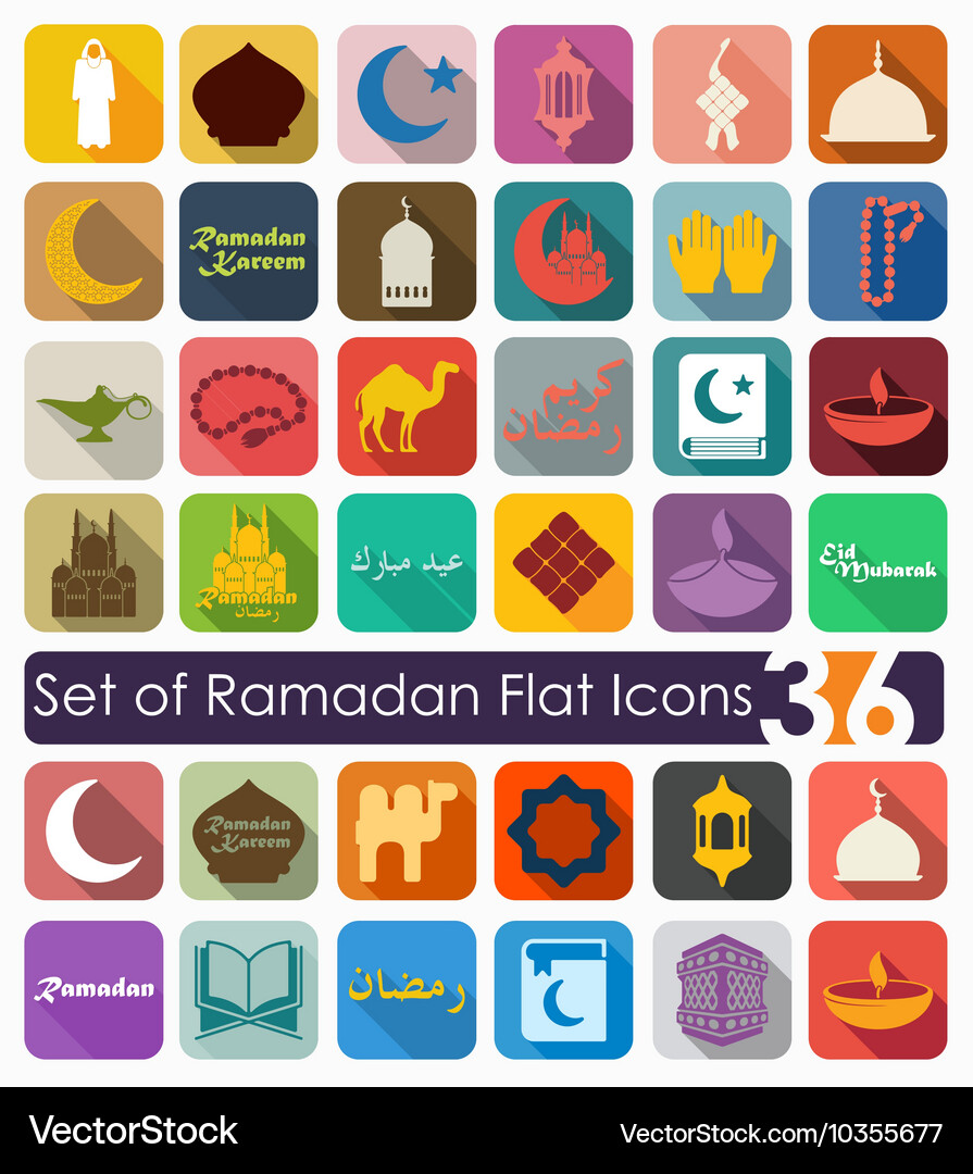 Set of ramadan flat icons Royalty Free Vector Image