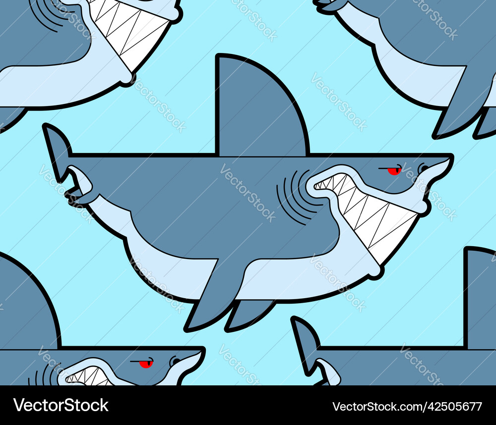 Shark cartoon pattern seamless sea animal Vector Image