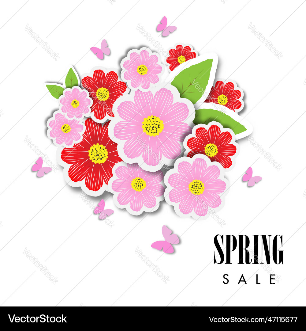 Spring sale background with beautiful flower Vector Image