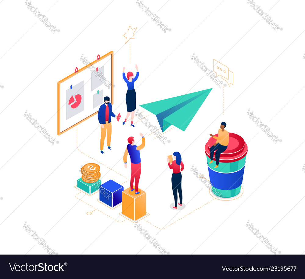 Startup company - modern colorful isometric Vector Image Startup company - modern colorful isometric Vector Image