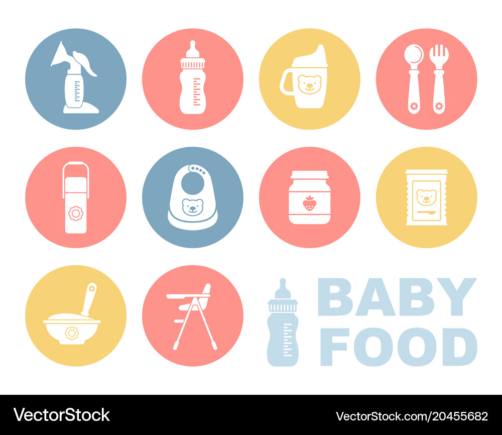 Baby food icon set Royalty Free Vector Image - VectorStock