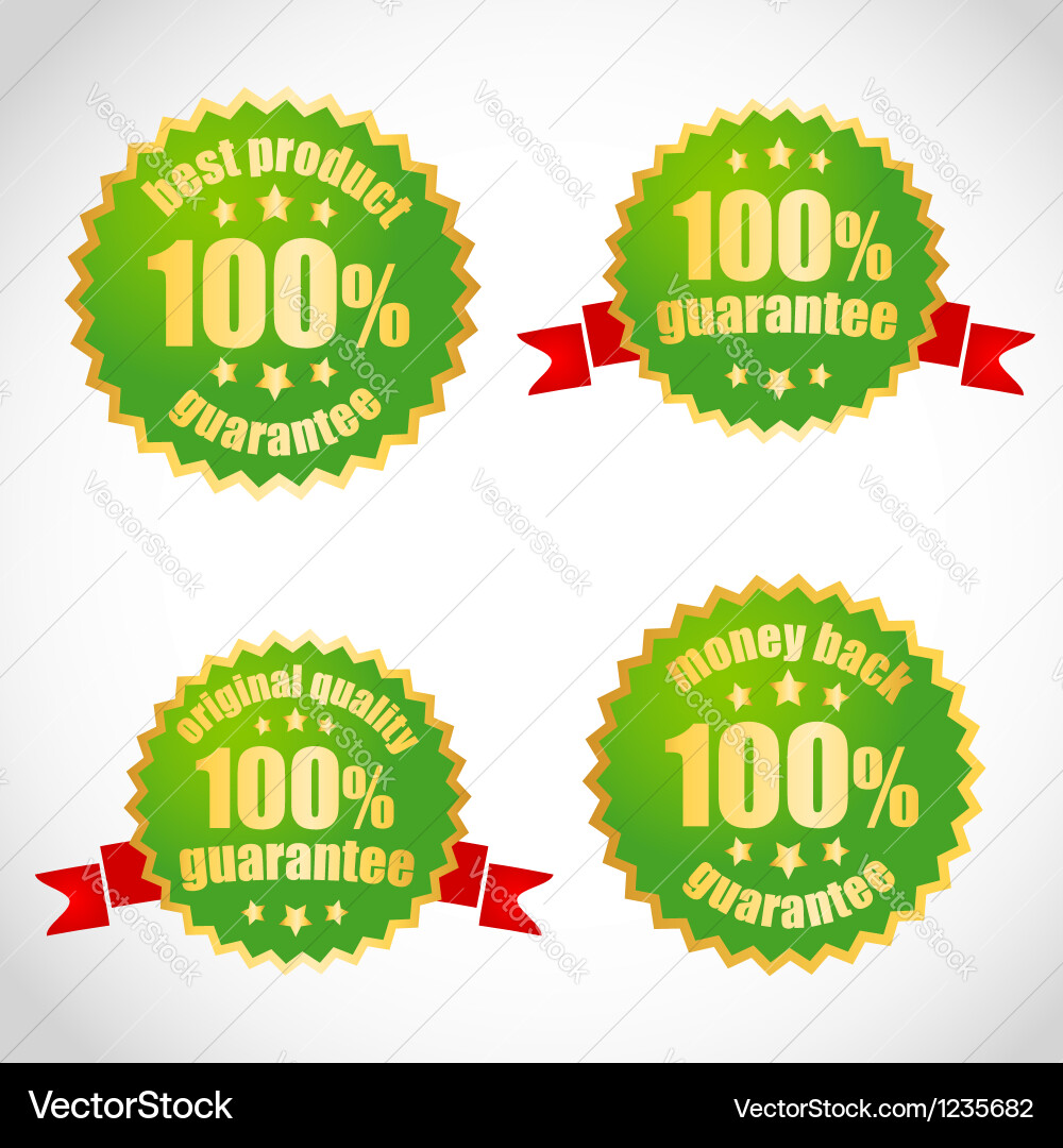 Best product guarantee label stickers Royalty Free Vector