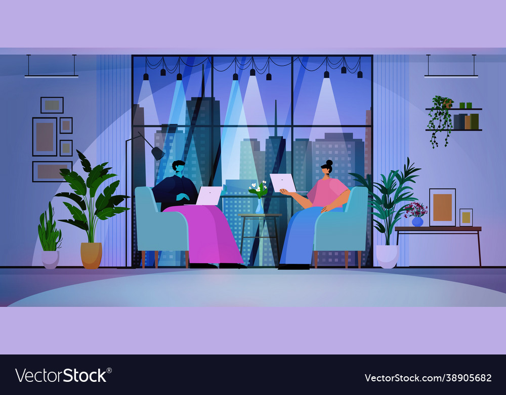 Businesspeople using laptops business people Vector Image